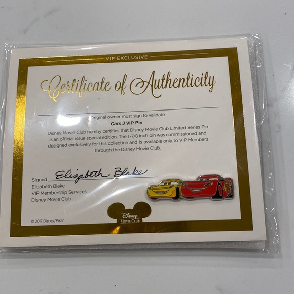 Disney | Other | New Disney Movie Club Vip Cars 3 Pin Pixar | Poshmark
